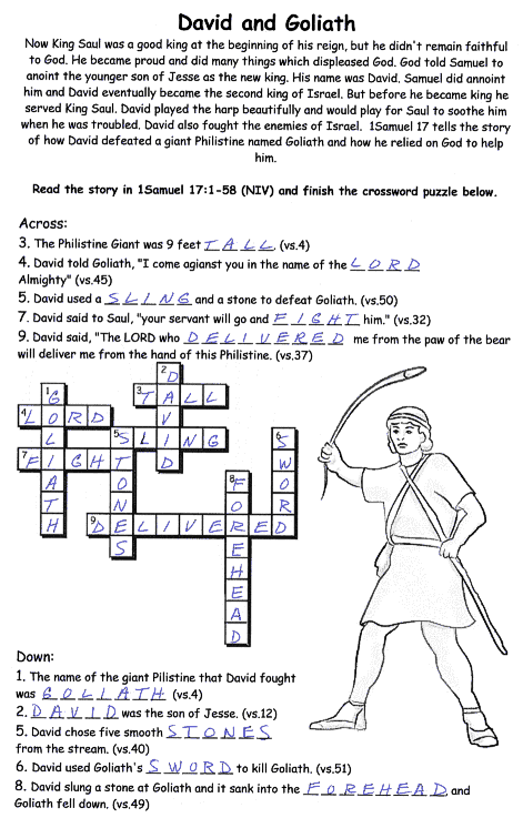 David And Goliath Crossword Puzzle Feature Of Goliath But Not Giants